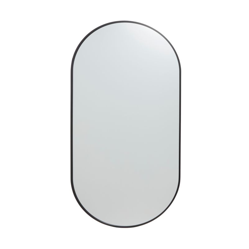 Lustro owalne GoodHome Muhely 50 x 100 cm w metalowej ramie czarne ...