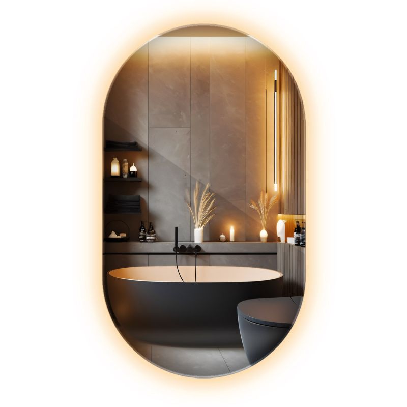 Lustro Owalne LED Tulup 40x70 cm Minimalistyczne Do Łazienki 1 szt ...