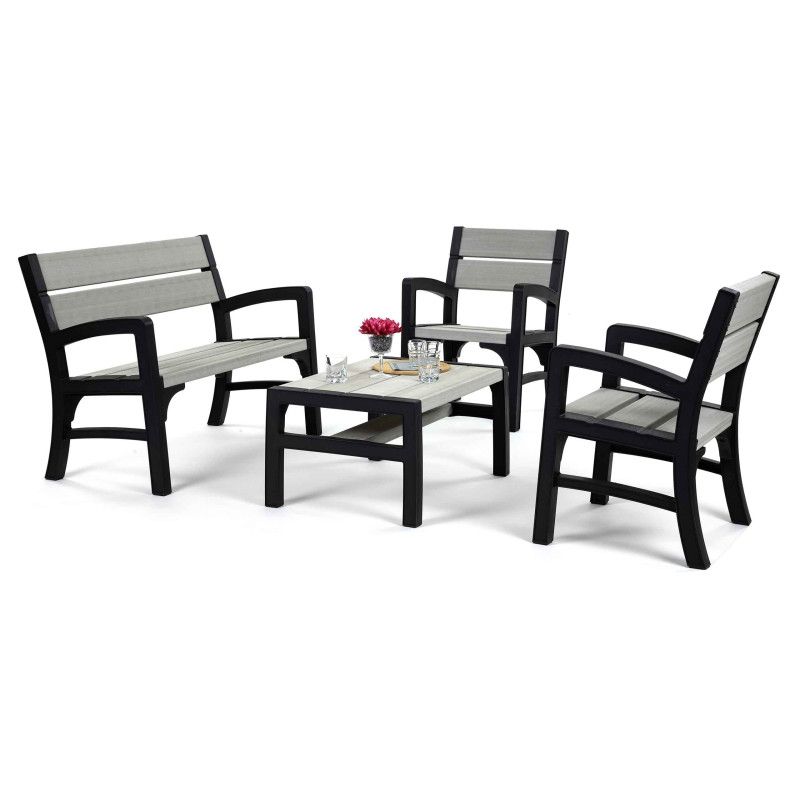 Meble ogrodowe Keter Montero zestaw dla 4 osób Szary, 1 kpl ...