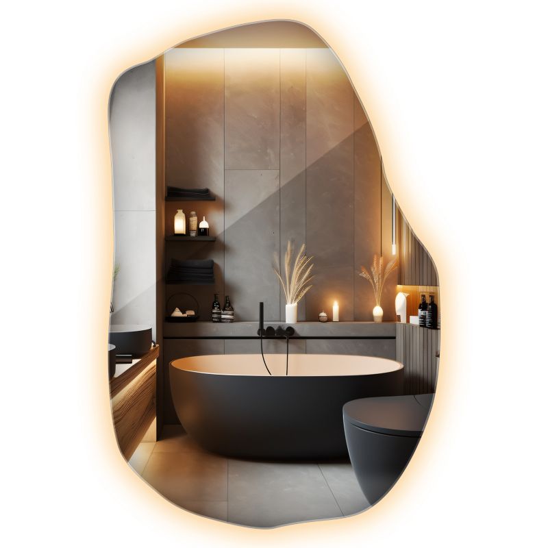 Minimalistyczne Lustro Do Salonu Wallfluent 70 cm x 45,5 cm Ciepła ...