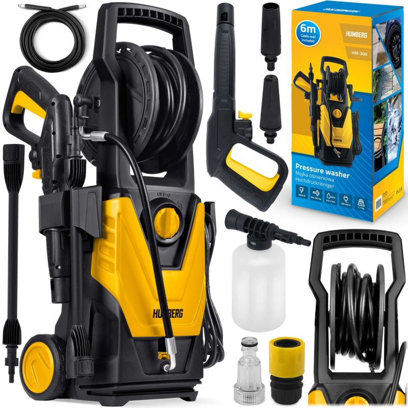 Myjka ciśnieniowa Humberg aluminiowa 1800W 230 bar zestaw zwijak 1 szt. | Majsterkowanie w ...