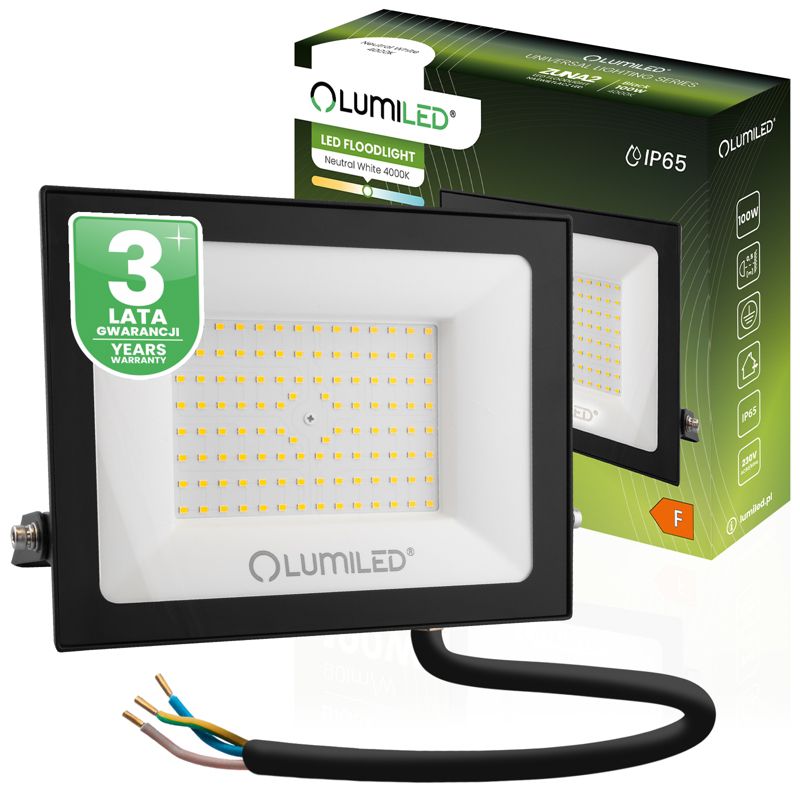 Naświetlacz LED Lumiled 100W 9000lm 4000K IP65 Czarny 1 szt. | Majsterkowanie w Castoramie