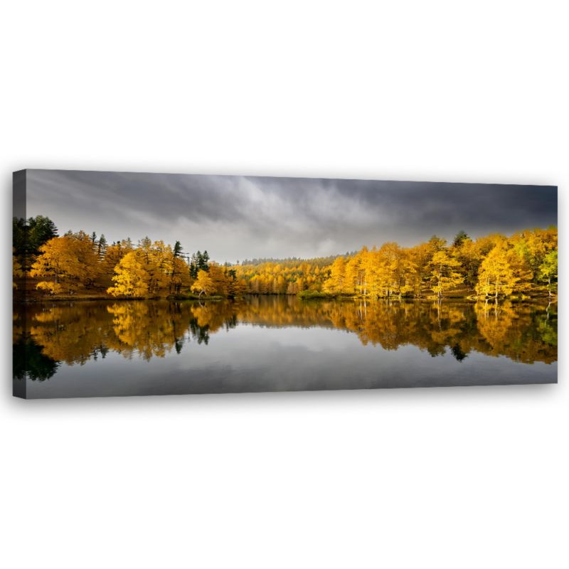 Obraz do salonu sypialni Feeby Żółty Jesienny Las Natura Pejzaż 90x30 ...