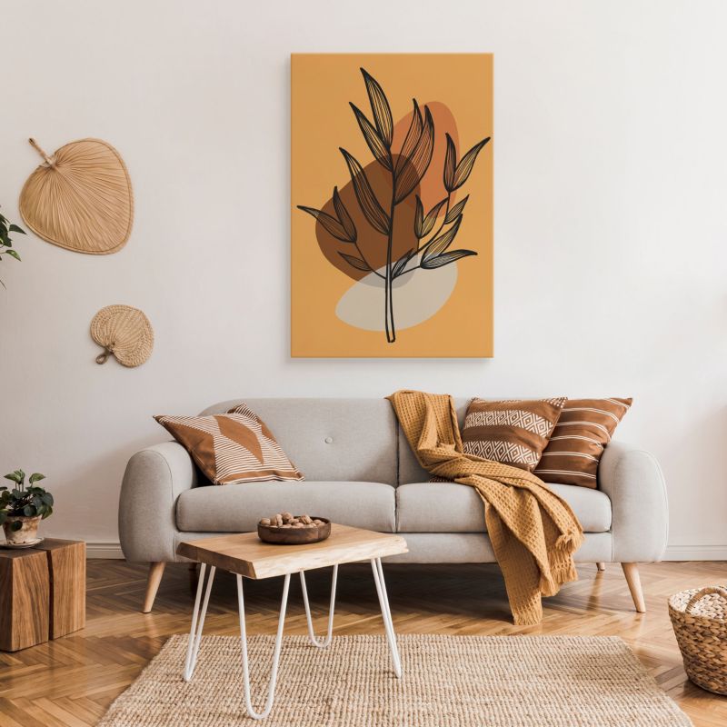 Obraz Muralo Do Salonu Liście Gałązka Abstrakcja Styl Boho 50x70 cm 1 szt.