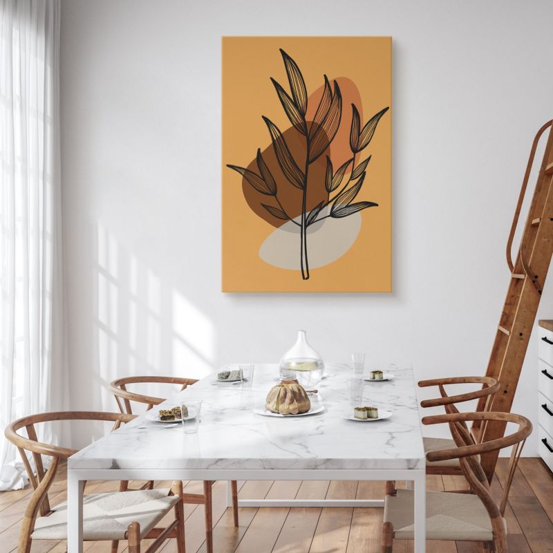 Obraz Muralo Do Salonu Liście Gałązka Abstrakcja Styl Boho 50x70 cm 1 szt.