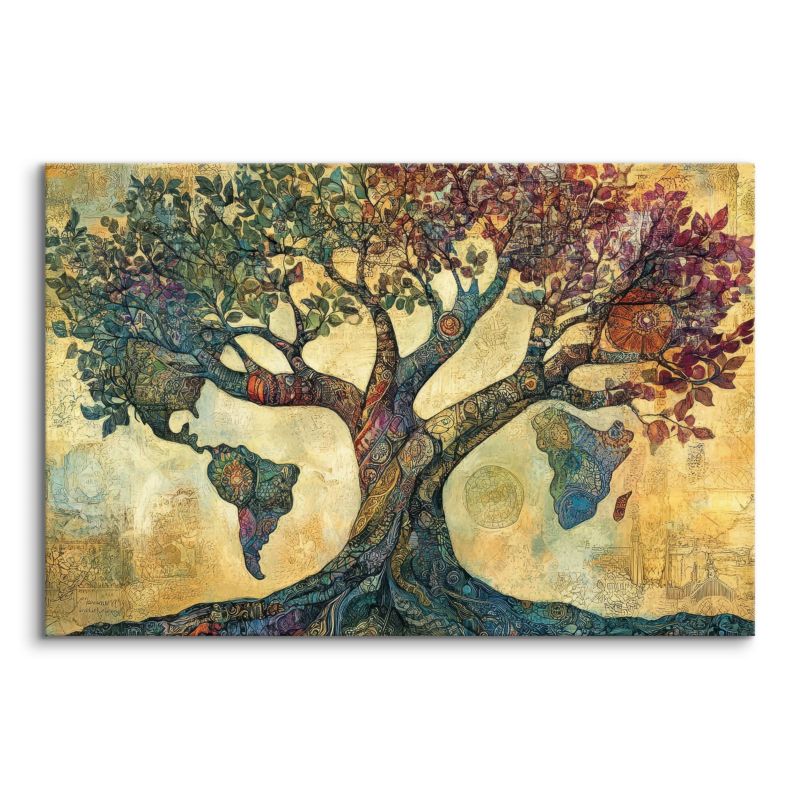 Obraz Muralo Drzewo Życia Mapa Styl Orientalny 30x20 cm 1 szt.