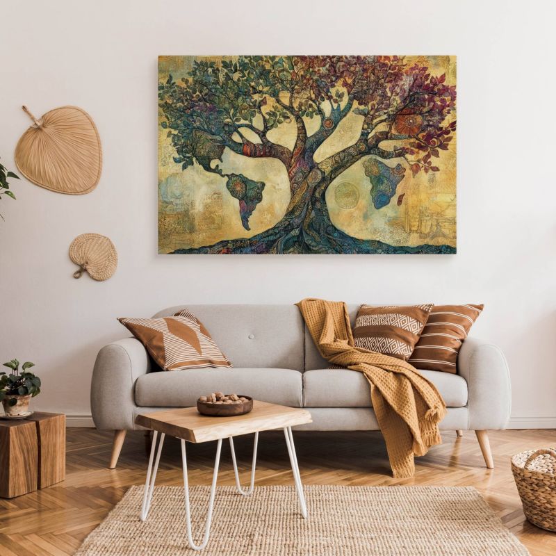 Obraz Muralo Drzewo Życia Mapa Styl Orientalny 30x20 cm 1 szt.
