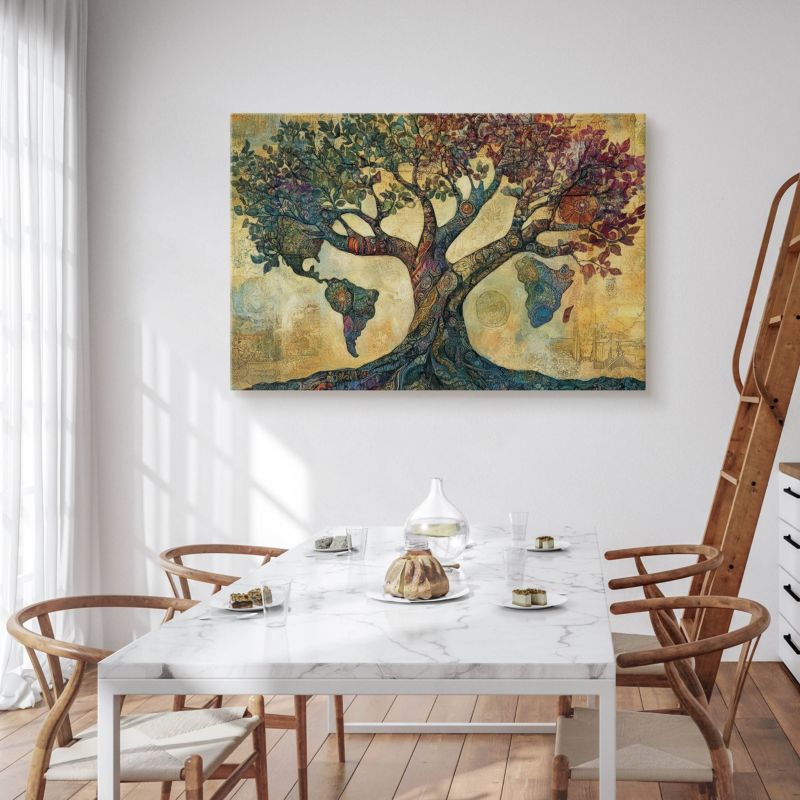Obraz Muralo Drzewo Życia Mapa Styl Orientalny 30x20 cm 1 szt.