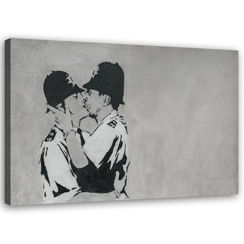 Obraz na płótnie Feeby Całujący się policjanci mural Banksy 100x70cm 1szt
