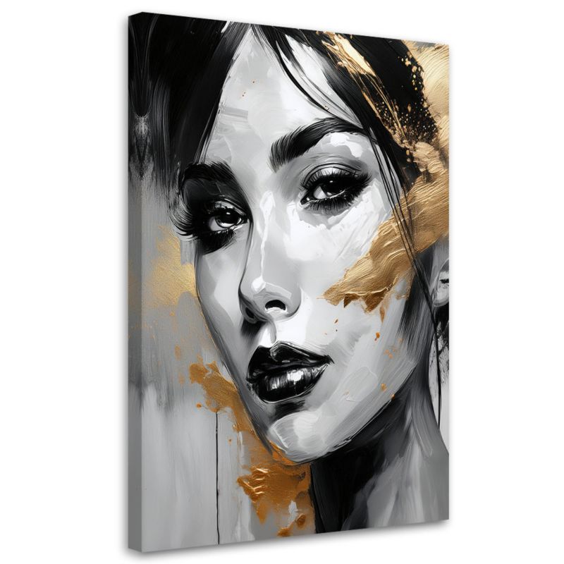 Obraz na płótnie Feeby Kobieta Portret Złote Akcenty 70x100cm 1szt | Majsterkowanie w Castoramie