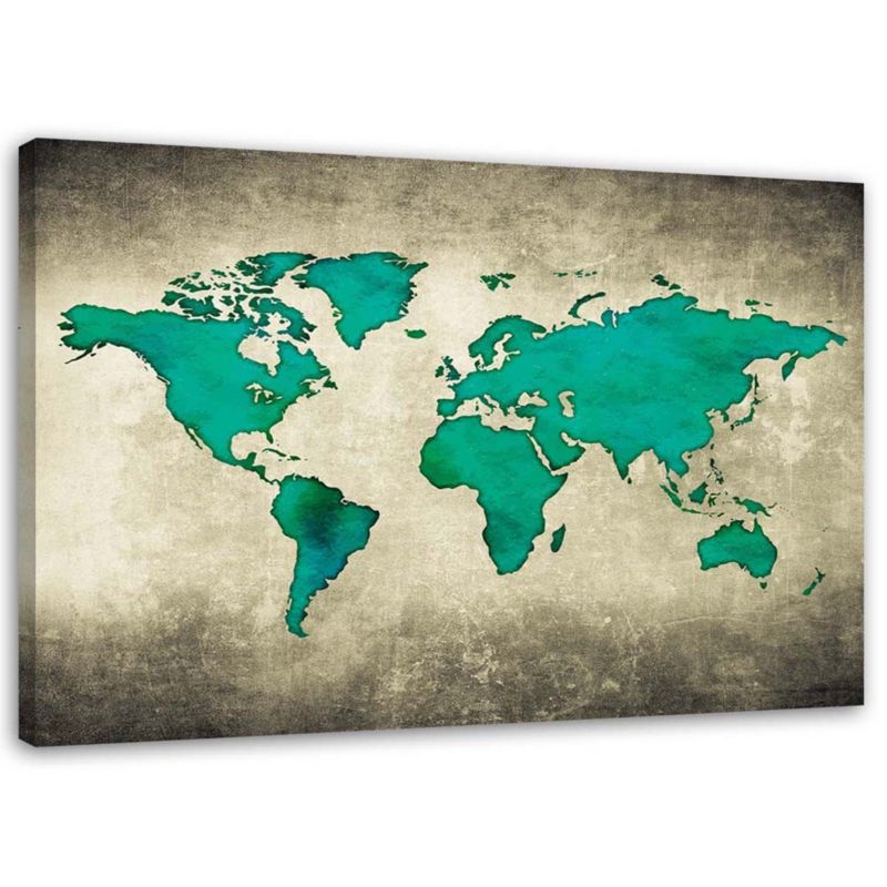 Obraz na płótnie Feeby Zielona mapa świata 30x20cm 1szt