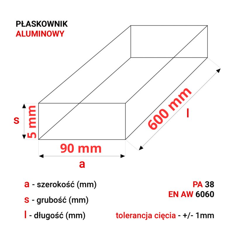 Płaskownik Aluminiowy GAL-INDUSTRIAL 90x5 mm 60 cm Profil Aluminium ...