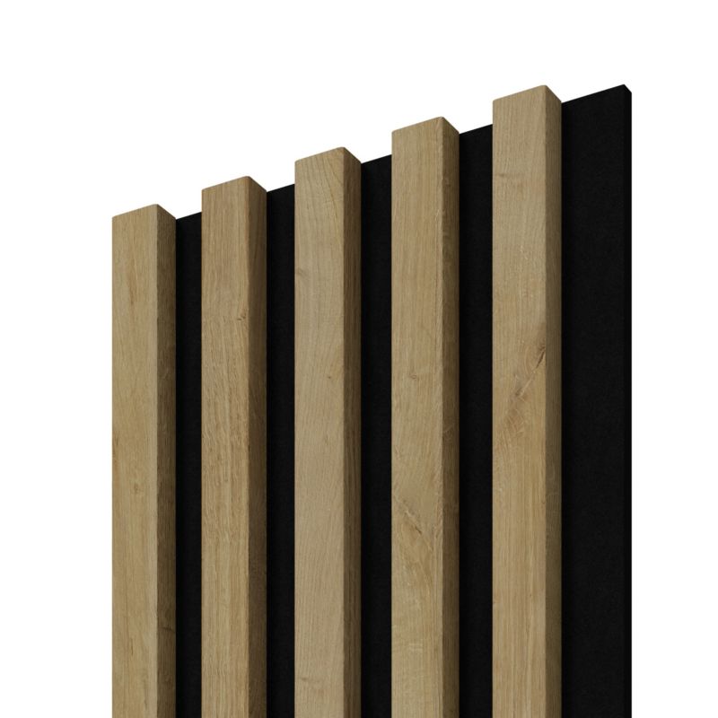 Panel lamelowy ścienny Stegu Linea Silento MDF 265 x 24,5 cm dąb/czarny ...