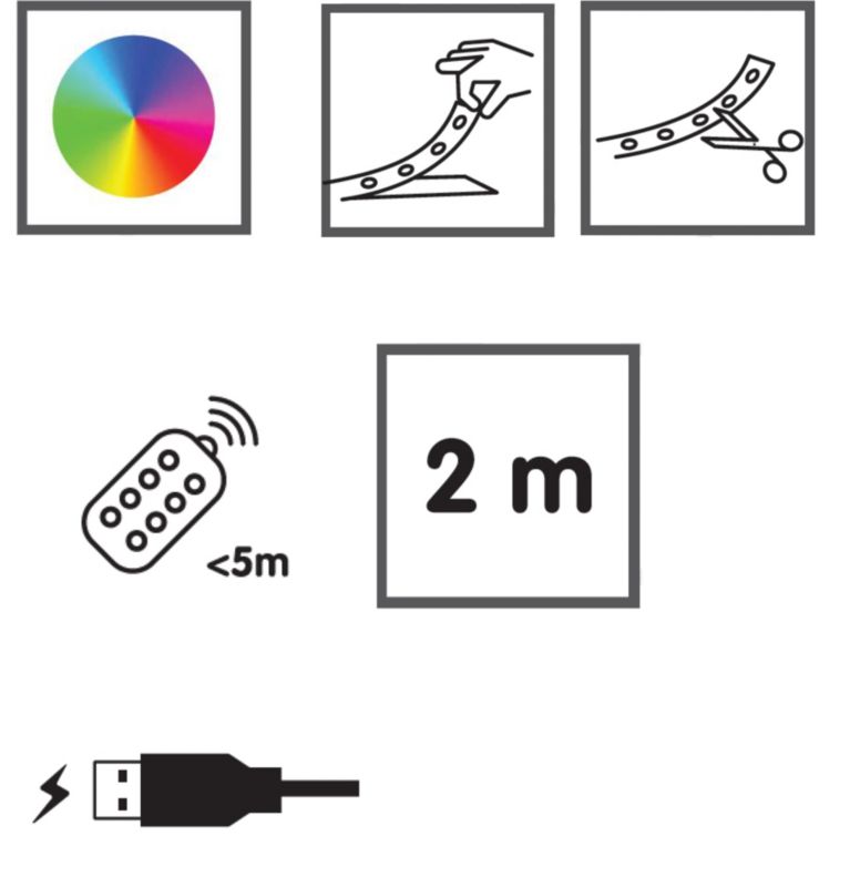 Pasek LED Donzy USB 2 m czarny z pilotem