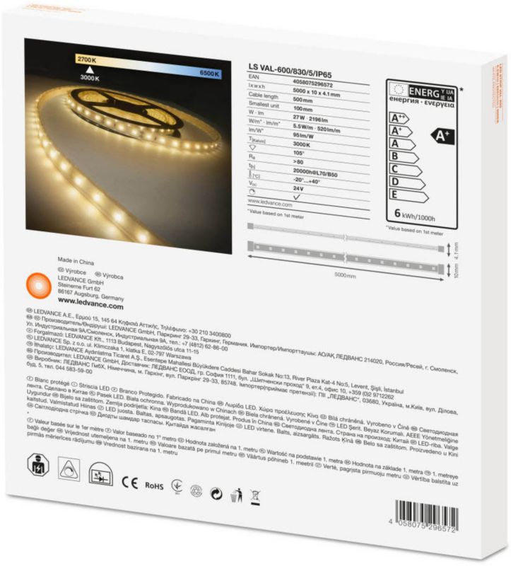 Pasek LED Ledvance 600 27 W 3000 K IP65 5m