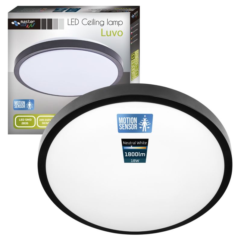 Plafon LED MasterLED Luvo 18W 27,5 cm IP44 neutralna biel 4000K czujnik ...