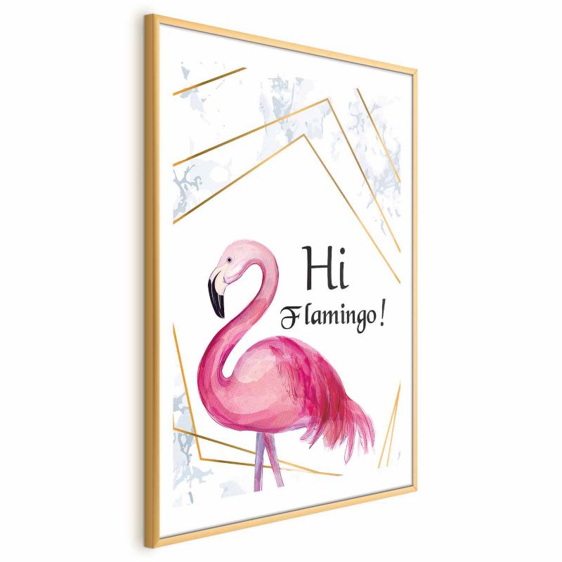 Plakat Artgeist Hi flamingo 29,7x42 cm z ramą złotą 1 szt ...