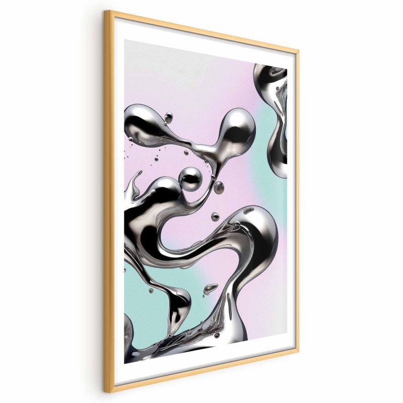 Plakat Artgeist Metaliczne Płynności 60x90 cm z ramą złotą 1 szt ...