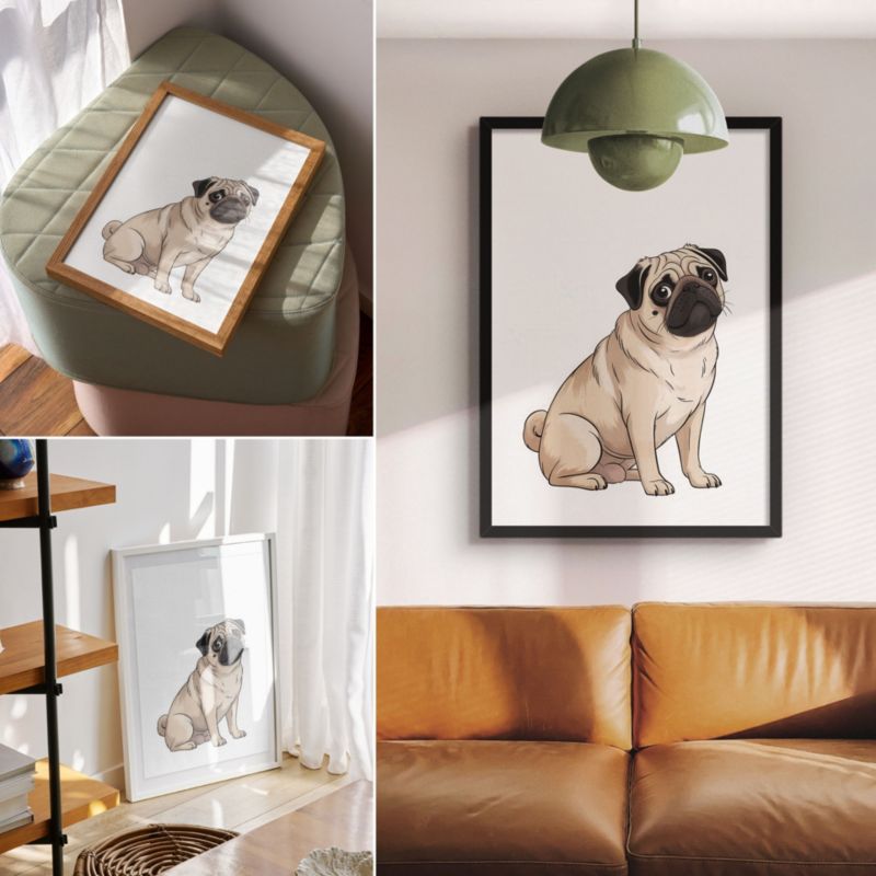 Plakat canvas Wallfluent Format A1 Pies mops Formacja Artystyczna ...