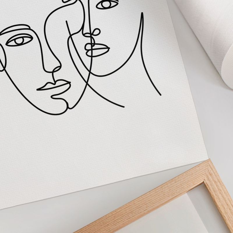 Plakat Do Łazienki ArtPrintCave 29,7x42 cm Line art twarzy Obliqee 1 szt.