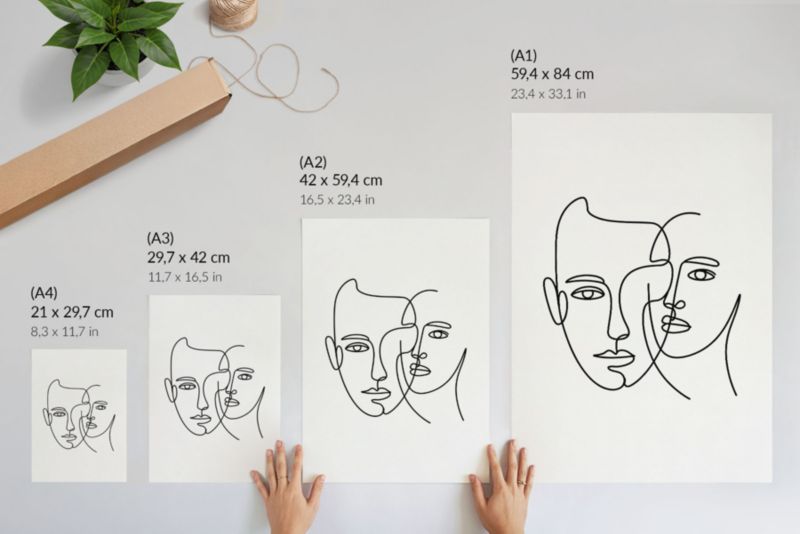 Plakat Do Łazienki ArtPrintCave 29,7x42 cm Line art twarzy Obliqee 1 szt.