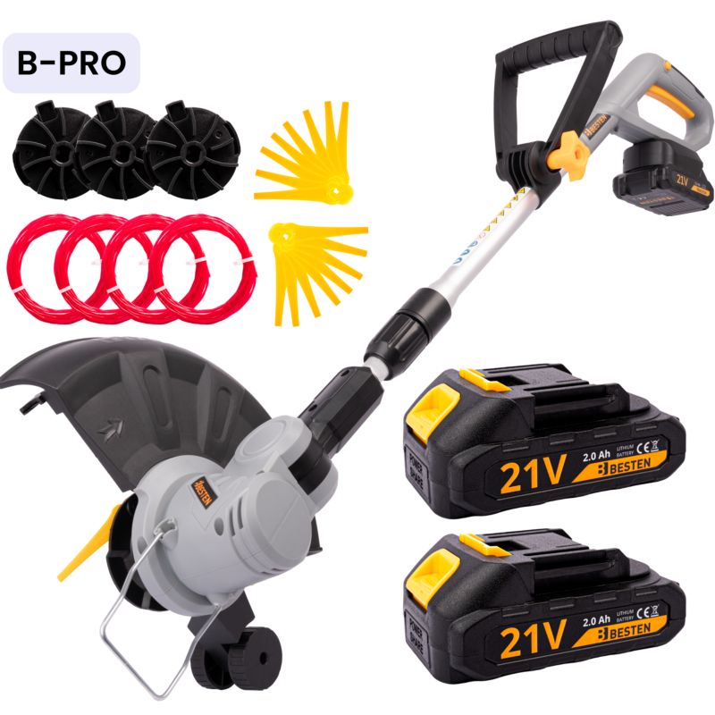 Podkaszarka akumulatorowa BESTEN BE-2870 z kółkiem 21V 2xAkumulator, teleskopowa rączka ...