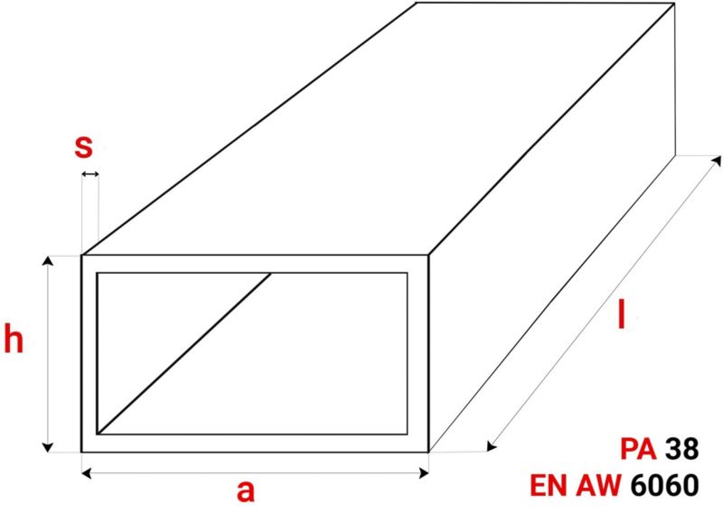 Profil Aluminiowy GAL-INDUSTRIAL 40x20x2 mm 20 cm Rura Prostokątna ...