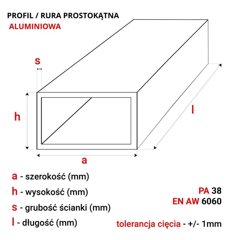 Profil Aluminiowy GAL-INDUSTRIAL 50x30x3 mm 400 cm Rura Prostokątna ...