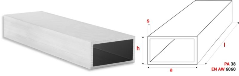 Profil Aluminiowy GAL-INDUSTRIAL 60x40x4 mm 240 cm Rura Prostokątna ...