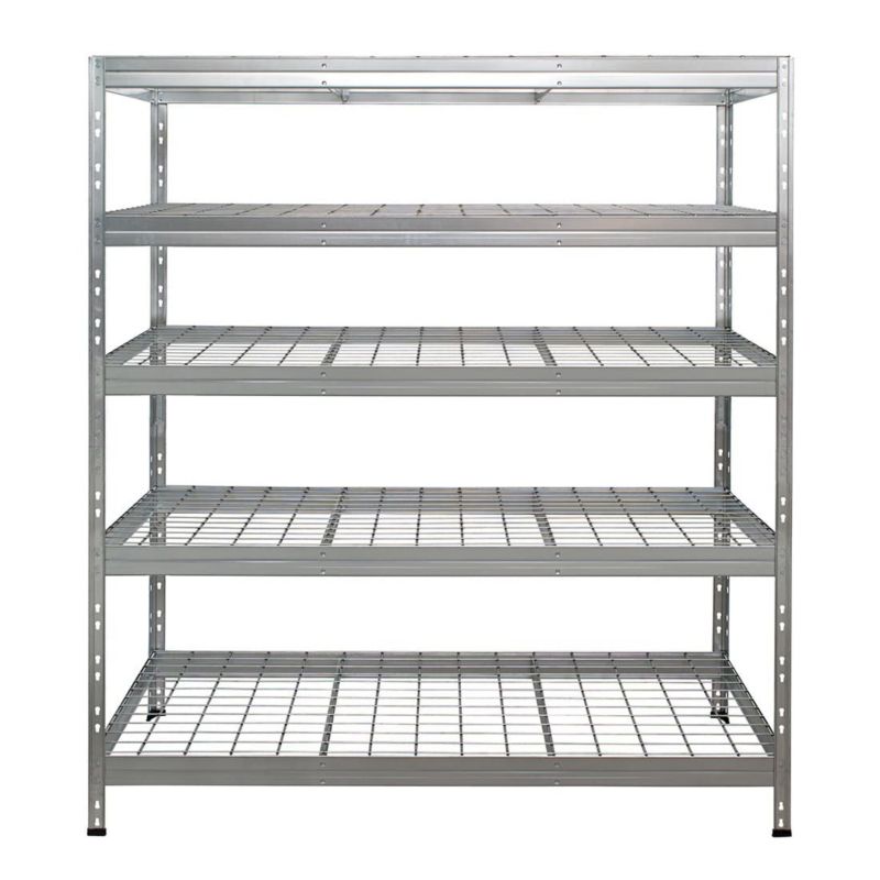 Regał metalowy AR Shelving Rivet ocynkowany z 5 półkami z siatki ...