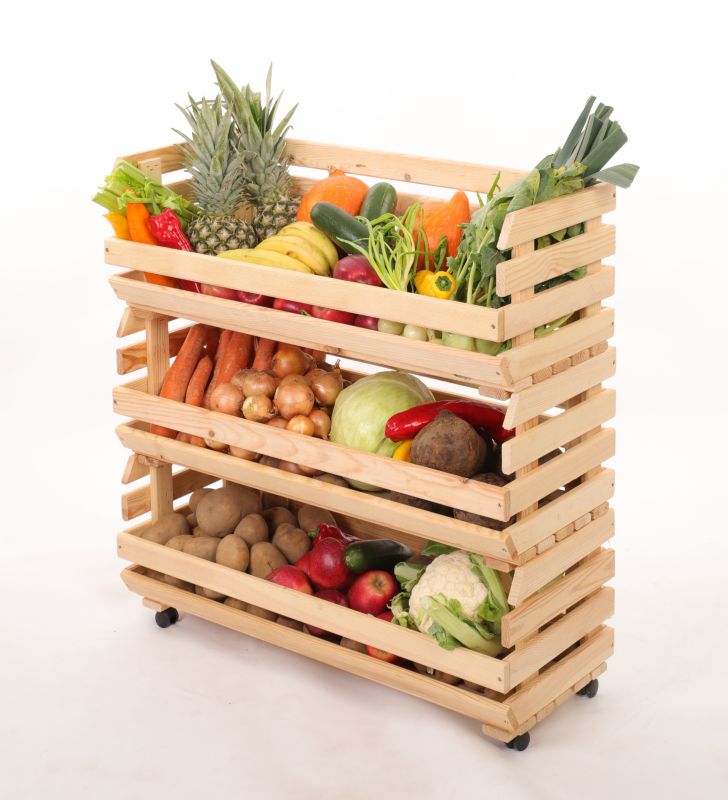 Regał na warzywa i owoce MODO24 na kółkach 81x77x30 cm 3 skrzynki ...