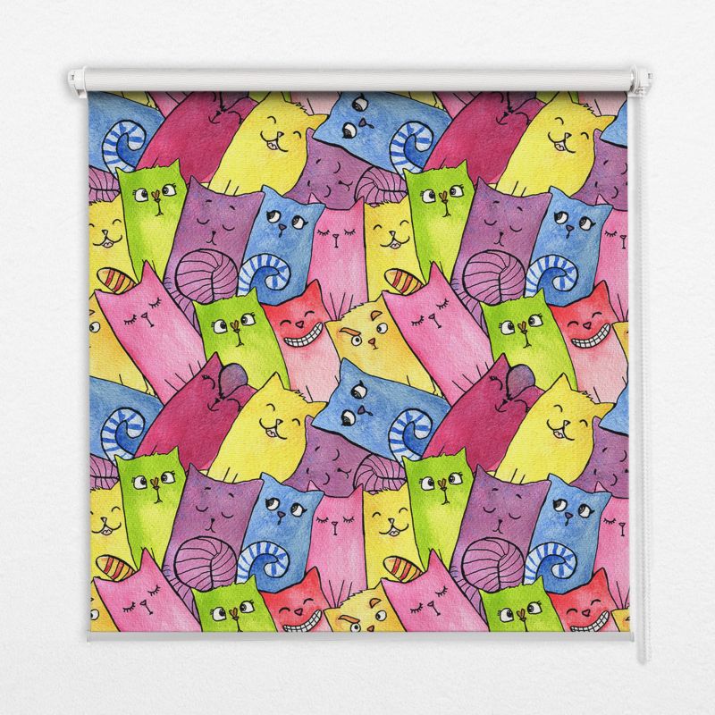 Roleta Wzorzysta Tulup 150x180 cm Kolorowe Koty Montaż do ściany/sufitu ...
