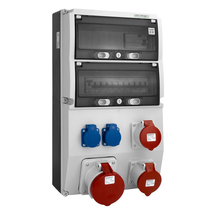Rozdzielnica budowlana 63A 32A 16A CEE 2x230V eXT-S/FI Schuko z ...