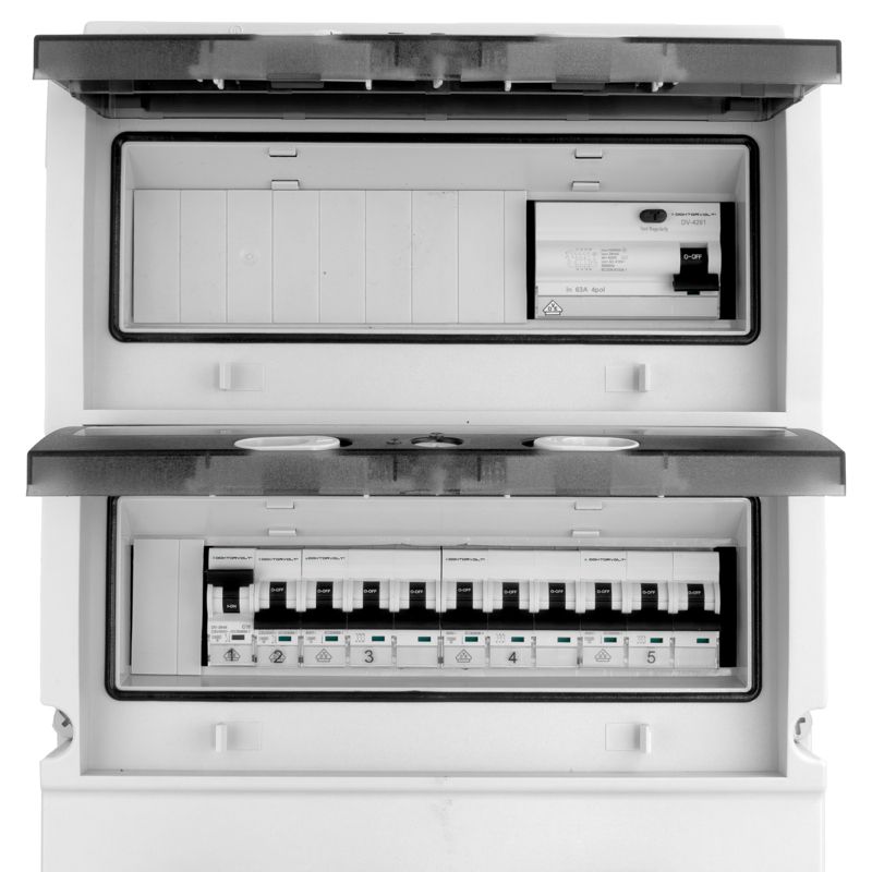 Rozdzielnica budowlana 63A 32A 16A CEE 2x230V eXT-S/FI Schuko z ...