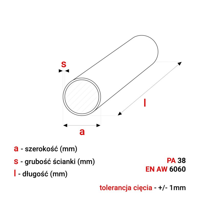 Rura Aluminiowa Okrągła GAL-INDUSTRIAL 12x1mm fi 12 80cm Rurka ...