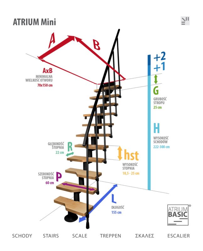 Schody Atrium Mini 11 elementów buk