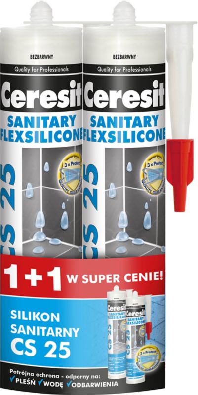 Silikon sanitarny Ceresit CS 25 280 ml bezbarwny 2 szt. | Majsterkowanie w Castoramie