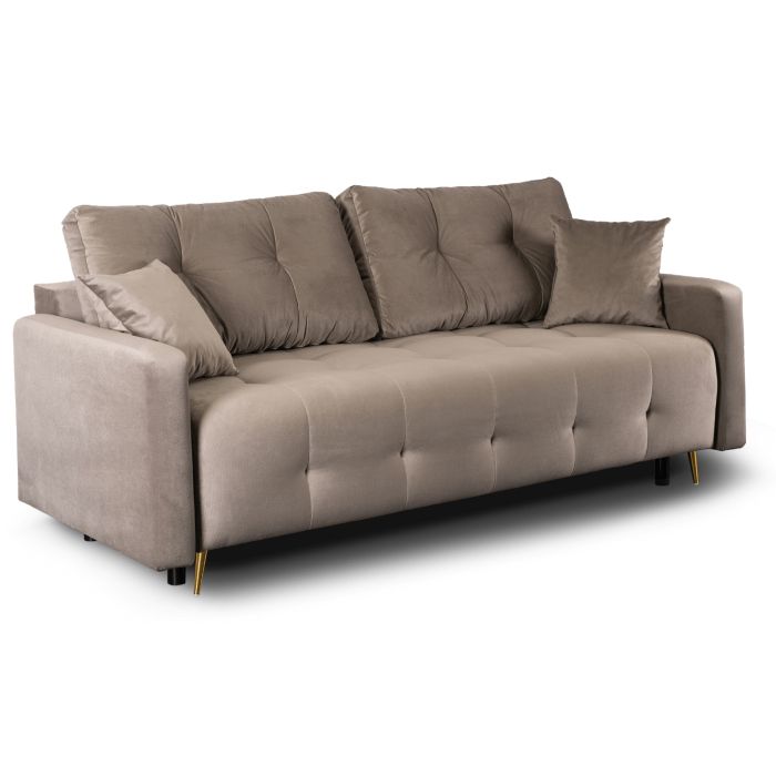 Sofa Seul Mebel Elite Rozkładana z Funkcją Spania i Pojemnikiem Beżowa ...