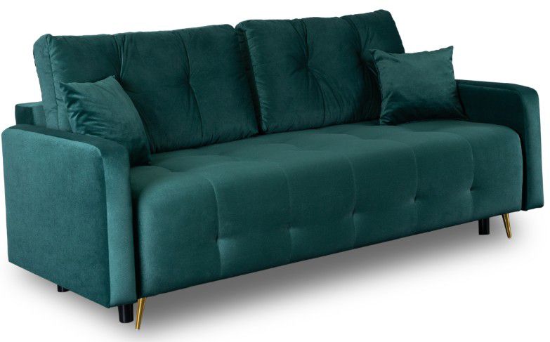 Sofa Seul Mebel Elite Rozkładana z Funkcją Spania i Pojemnikiem Zielona ...