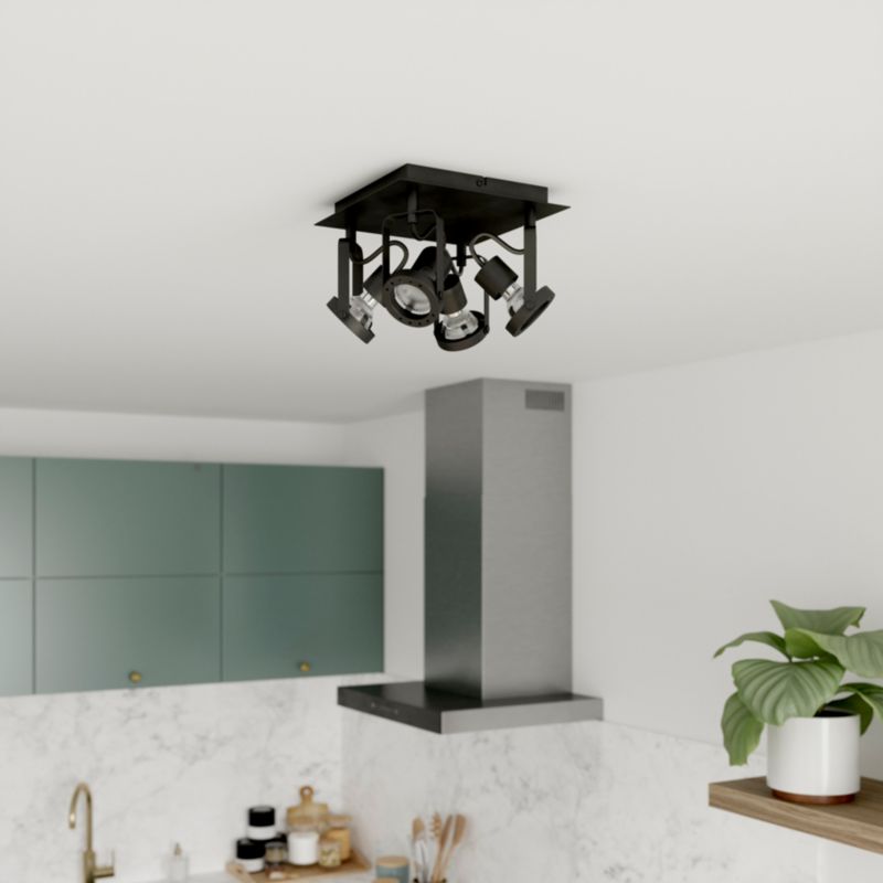 Spot GoodHome Chaman 4-punktowy GU10 czarny | Majsterkowanie w Castoramie