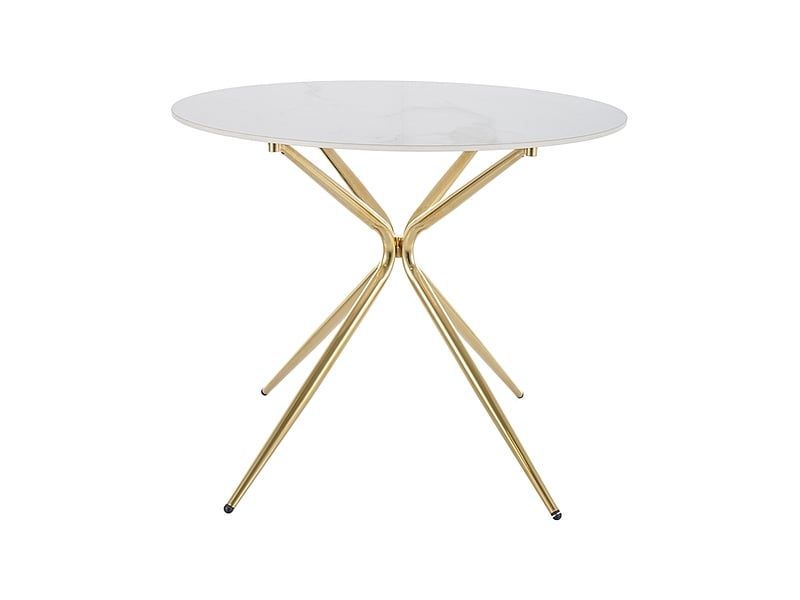 Stół Signal okrągły AZALIA CERAMIC 90x90 biały marmur/złoty 1 szt