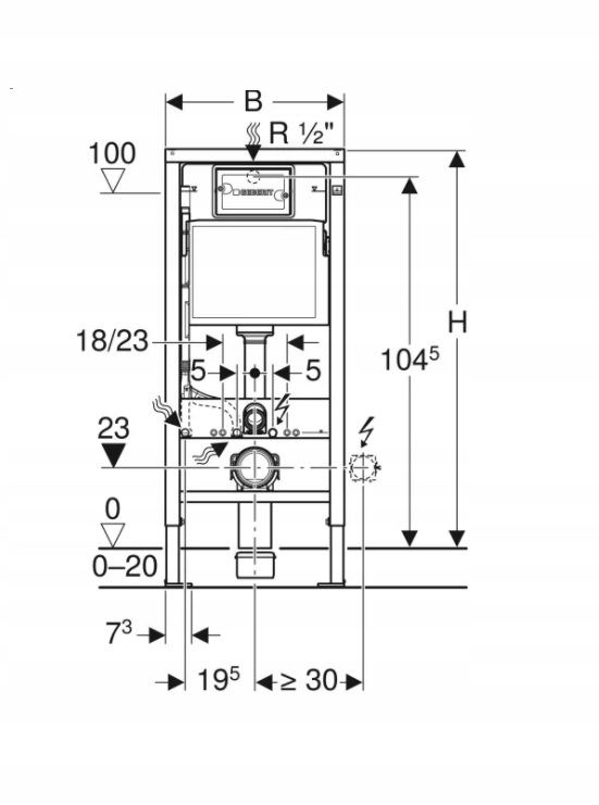 Stelaż do WC GEBERIT duofix-basic Delta 12cm H112 z mocowaniem 1 szt.