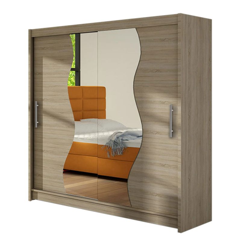 Szafa MIRJAN 24 z drzwiami przesuwnymi Begas dąb sonoma/lustro 1 szt. | Majsterkowanie w Castoramie