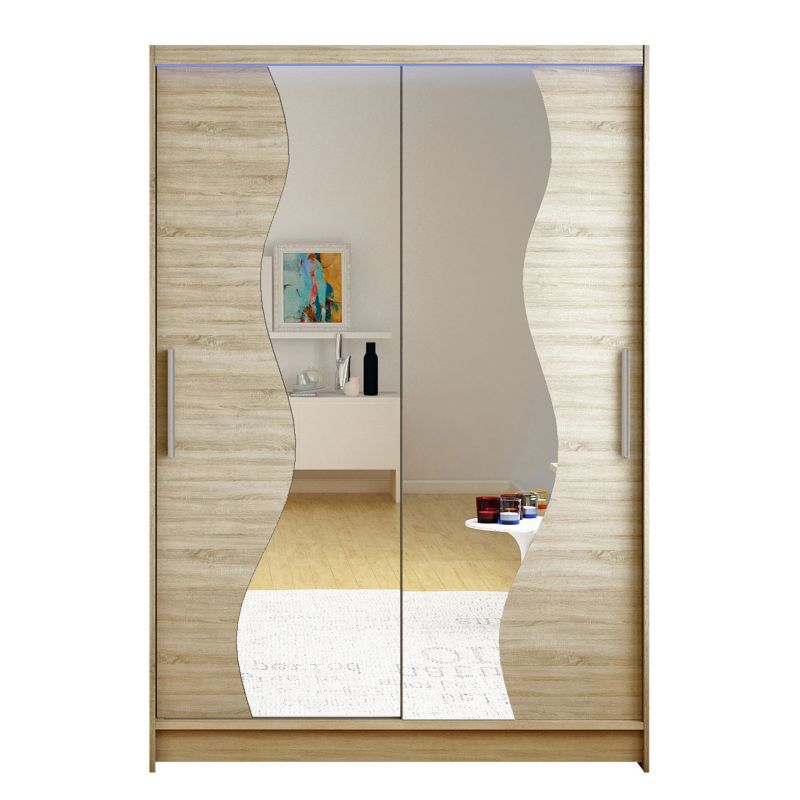 Szafa MIRJAN 24 z drzwiami przesuwnymi Miami S z oświetleniem RGB dąb sonoma/lustro 1 szt ...