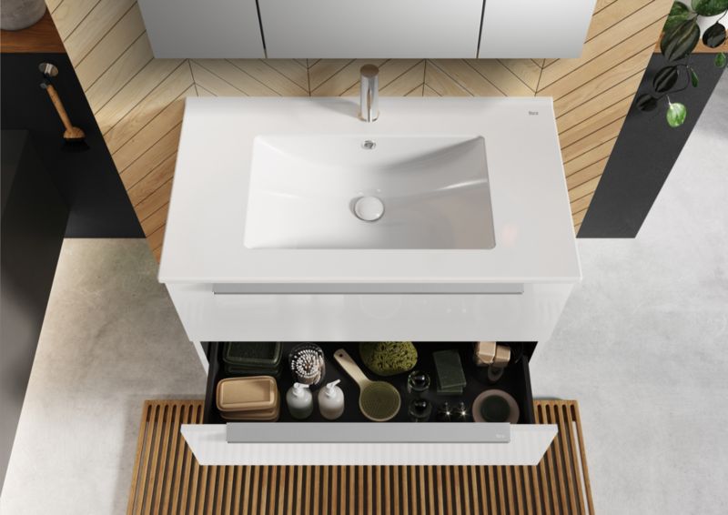 Szafka pod umywalkę Roca Style 80 cm wisząca biały połysk