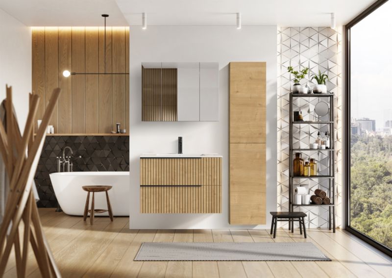 Szafka pod umywalkę Roca Style 80 cm wisząca dąb hamilton