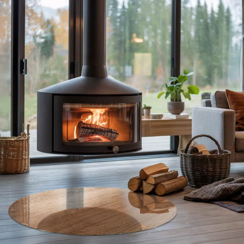 Szyba Okrągła przed Kominek Tulup fi100 cm Ochrona Podłogi przed Żarem ...