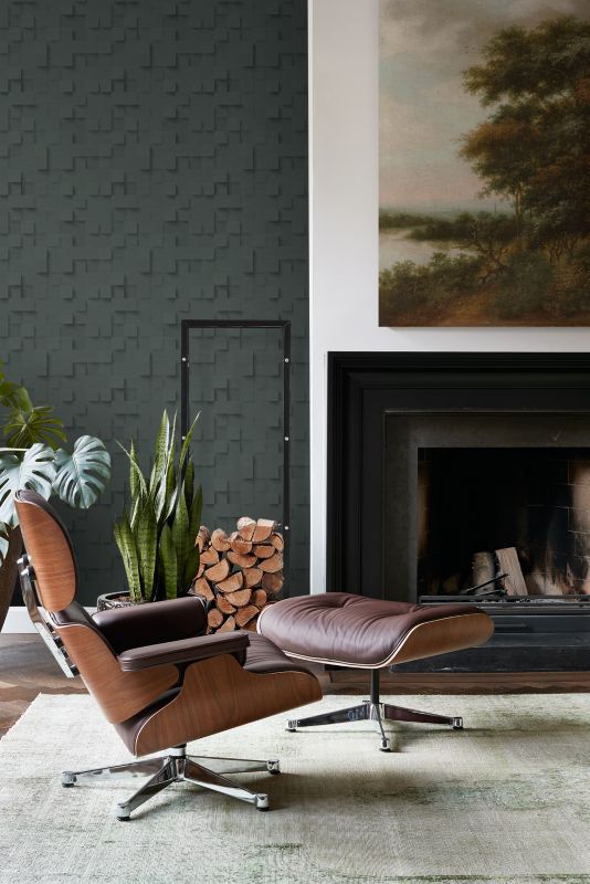 Tapeta Origin Wallcoverings kostki 3D antracytowym 50 x 900 cm - 1 rol.