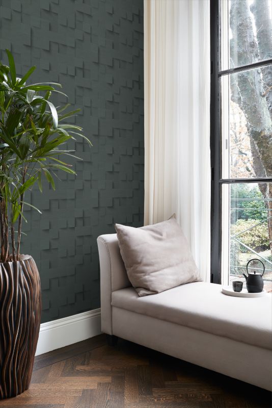 Tapeta Origin Wallcoverings kostki 3D antracytowym 50 x 900 cm - 1 rol.