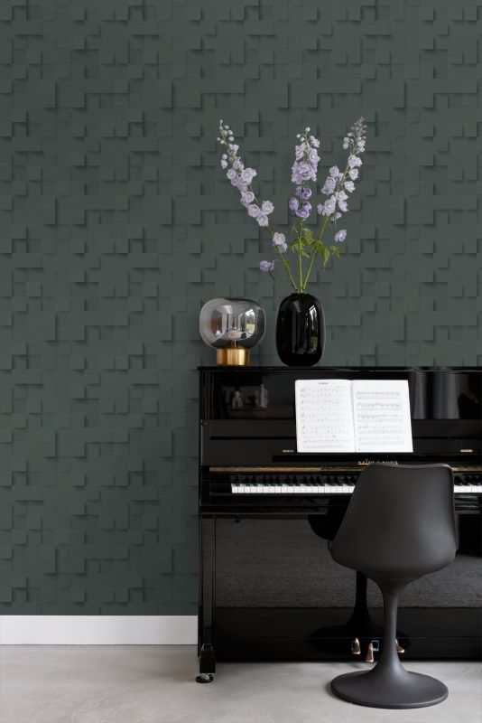 Tapeta Origin Wallcoverings kostki 3D antracytowym 50 x 900 cm - 1 rol.